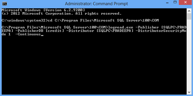 How to start replication agent in command prompt. – SQLServerScribbles.COM